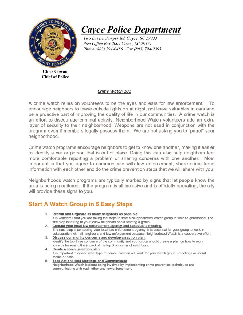 Crime Prevention – CaycePD